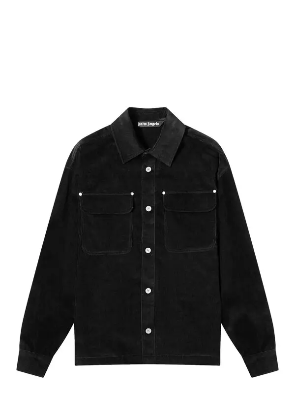 Palm Angels Velvet Back Logo Overshirt - Black