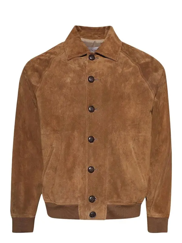 Valentino Garavani Suede Button-up Jacket - Brown