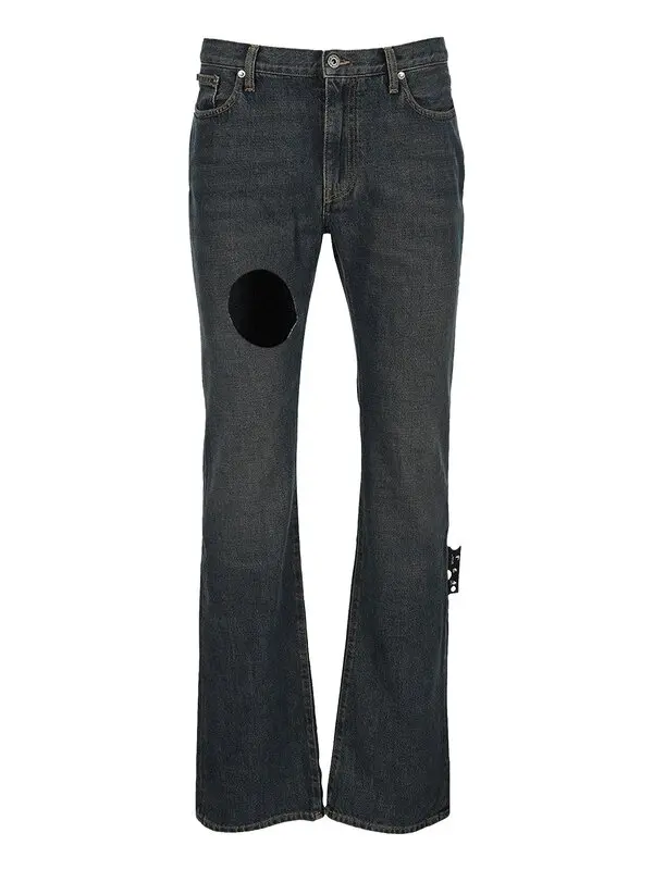 Off-White Hand Off Pocket Jos Skinny Stack Jeans - Blue