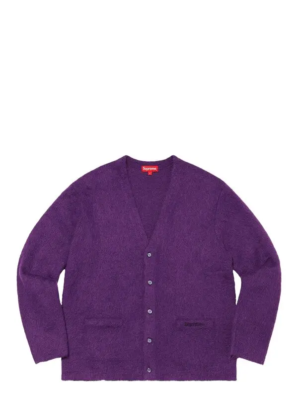 Supreme Brushed Mohair Cardigan - Purple
