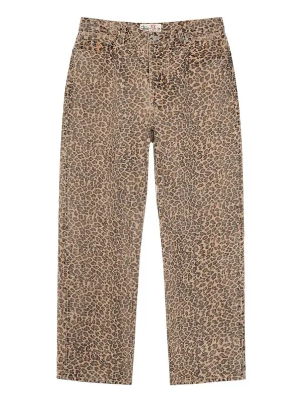 StÜssy Classic Leopard Print Denim Jeans - Yellow
