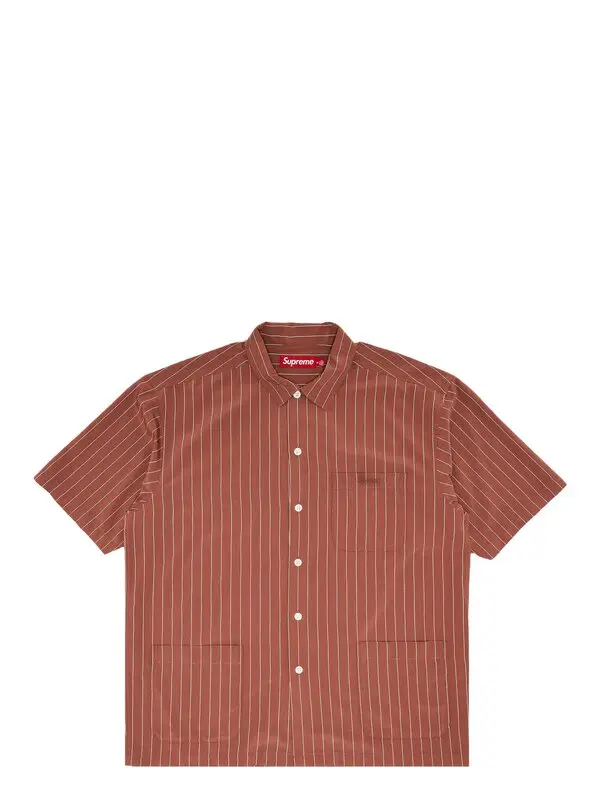 Supreme Stripe Short-sleeve Pajama Shirt - Brown