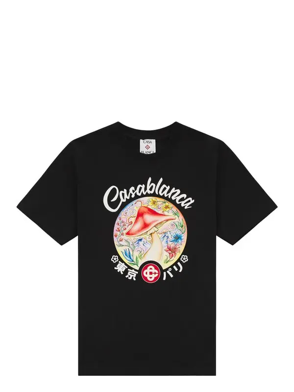 Casablanca Mushroom Emblem Printed T-shirt - Black