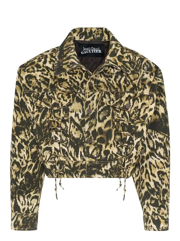 Jean Paul Gaultier Leopard Print Denim Jacket - Tan