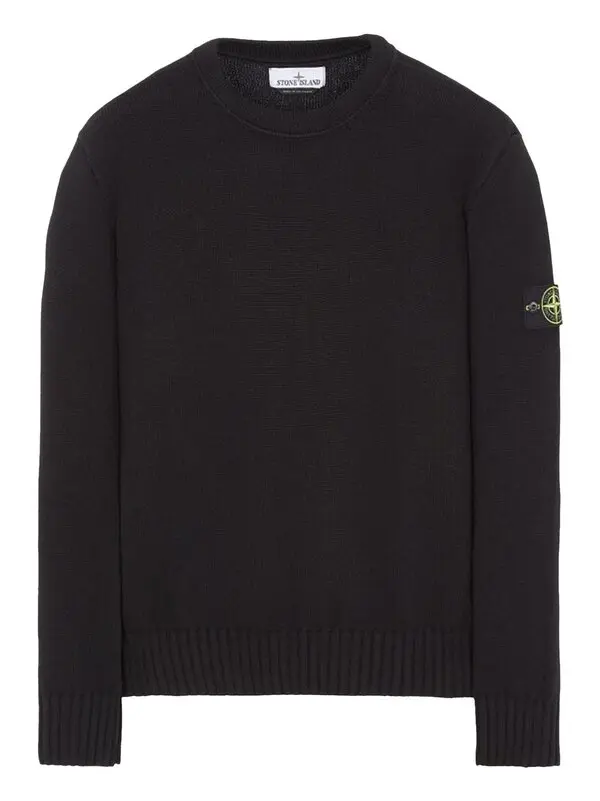 Stone Island Logo Patch Crewneck Jumper - Black