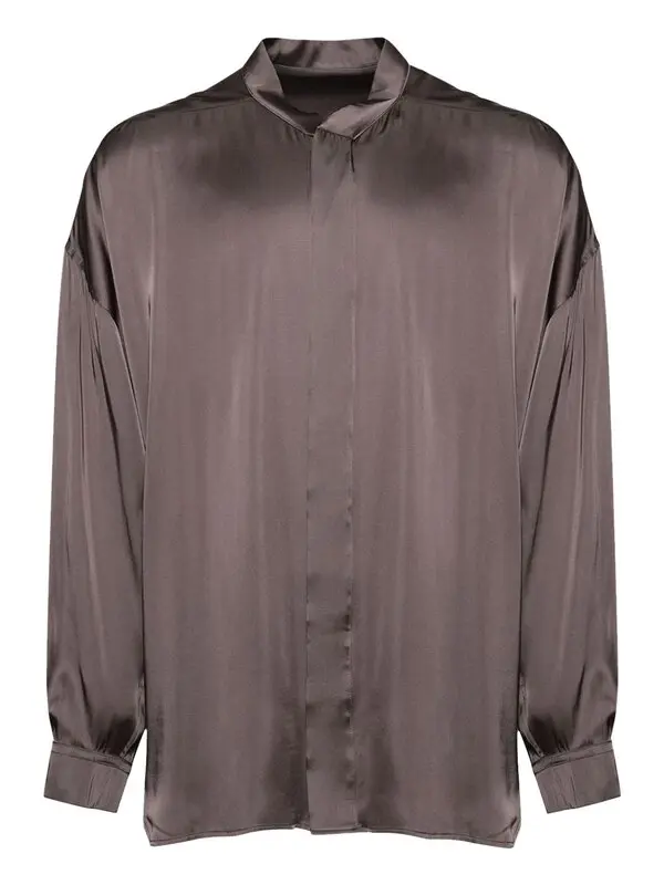 Rick Owens Oversized Snap Collar Shirt - Brown