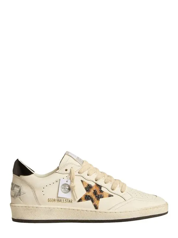 GOLDEN GOOSE Swarovski Ball Star Leopard Crystal Sneakers - White