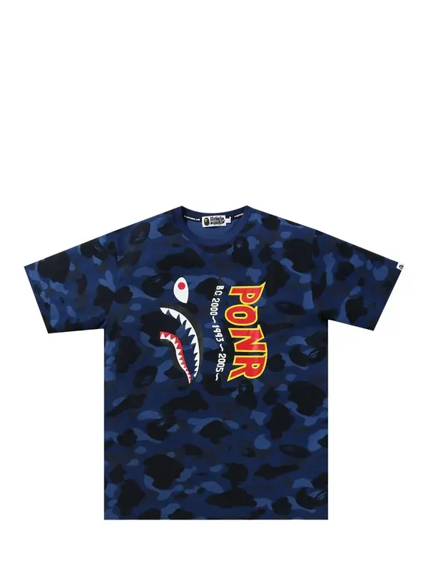 A BATHING APE Color Camo Shark Wide Tee - Blue