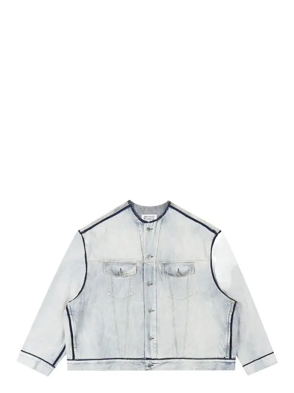 MAISON MARGIELA Collarless Denim Jacket - Blue