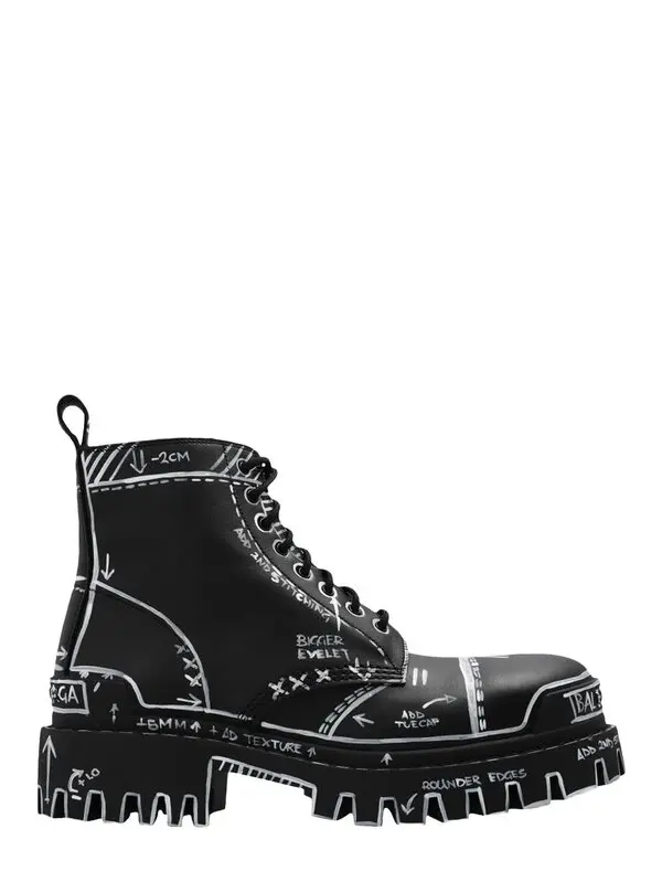 Balenciaga Strike Lace-up Boots - Black