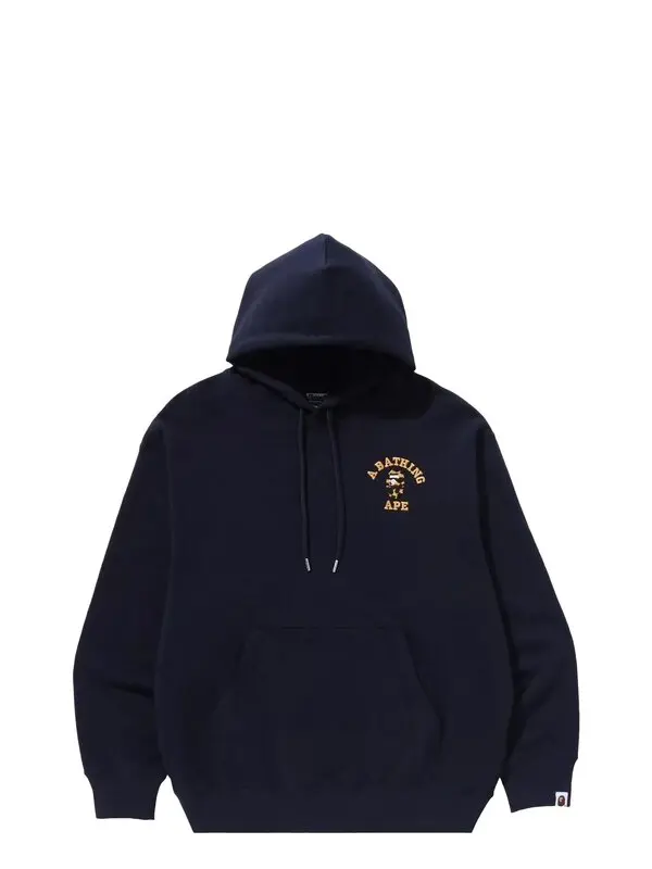 A BATHING APE 1st Camo College Logo Relaxed Fit Pullover Hoodie - Blue