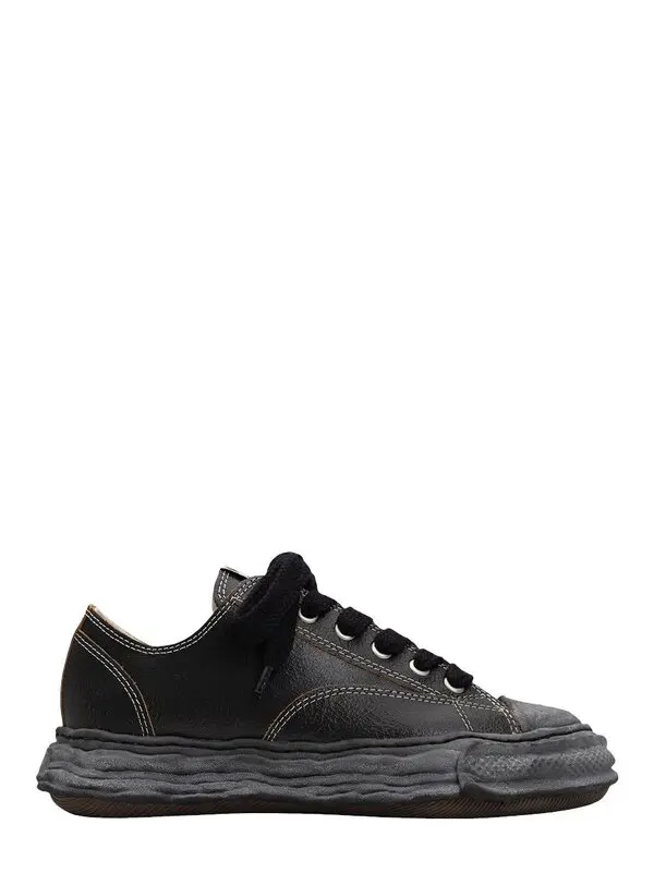 Mihara Yasuhiro Peterson Low Cracking Leather Sneakers - Black