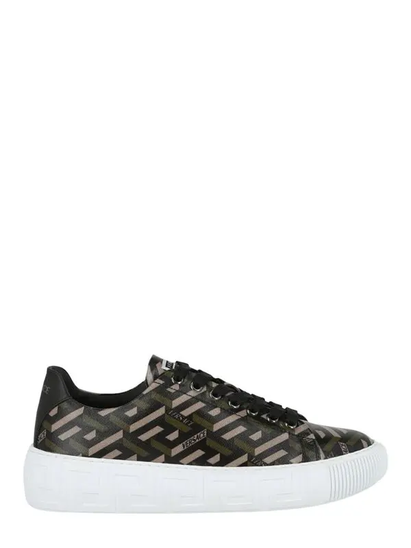 Versace Greca Low Monogram Sneakers - Black