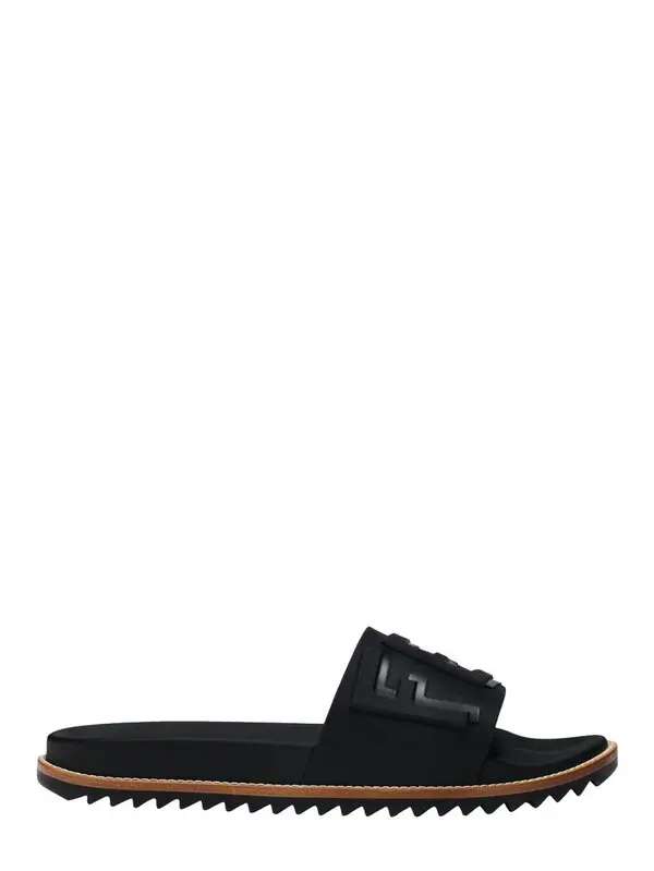 Fendi Logo Print Slides - Black