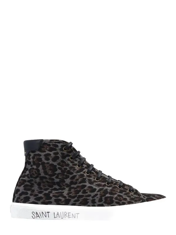 Saint Laurent Malibu Mid Leopard Sneakers - Grey
