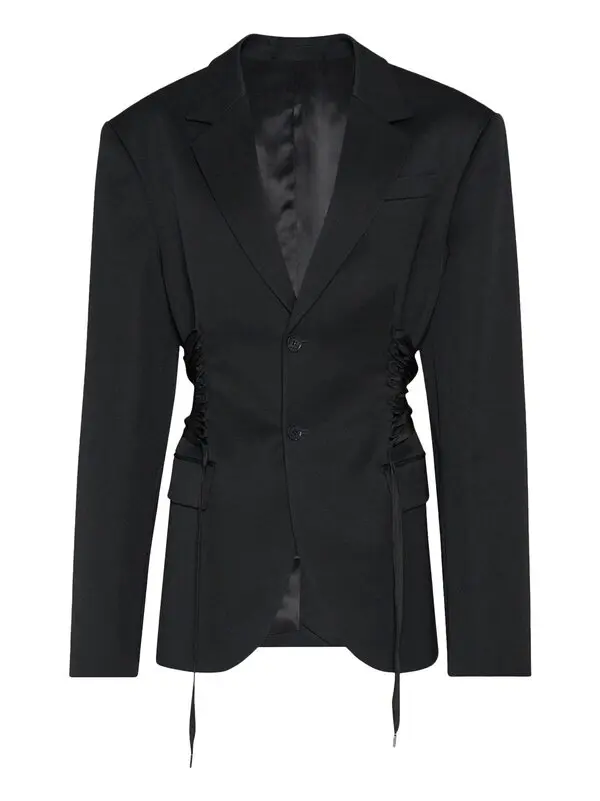 Jean Paul Gaultier Tailored Wool Jacket With Lace Detail - Black