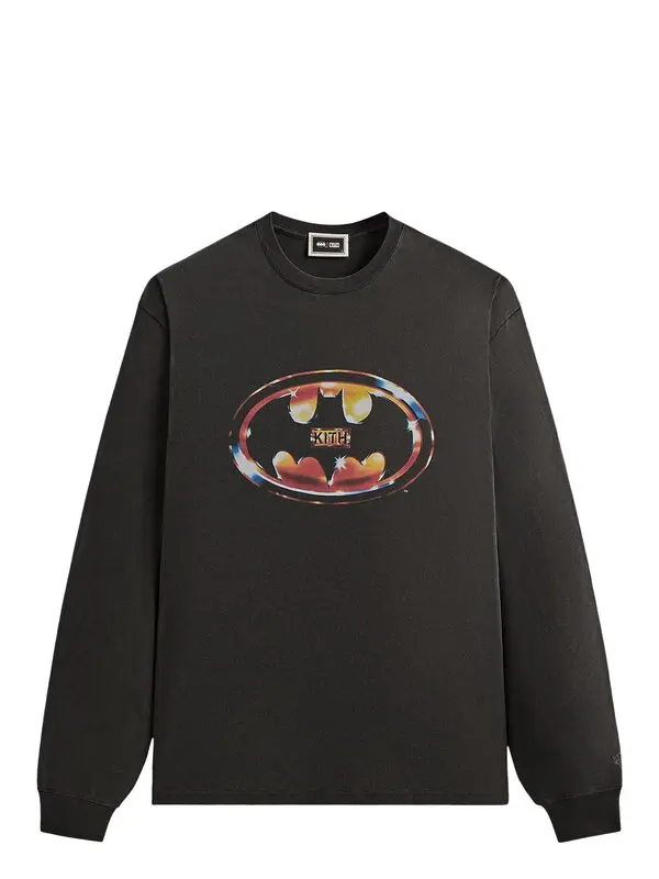 Kith X Batman Logo Vintage Long Sleeve Tee - Black