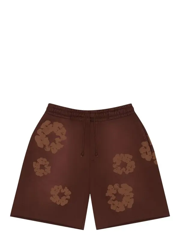 DENIM TEARS Mono Cotton Wreath Sweat Shorts - Brown