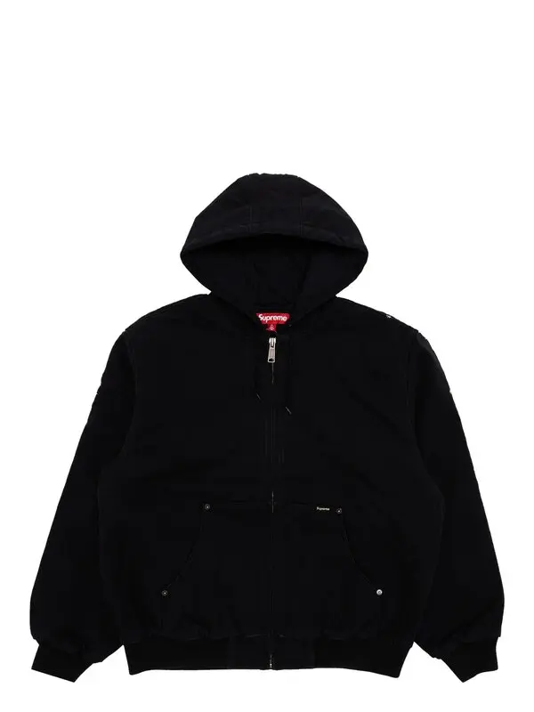 Supreme Embroidered Hooded Work Jacket - Black