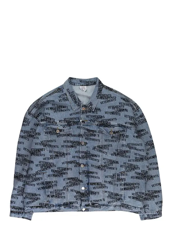 Vetements Stamped Logo Denim Jacket - Blue