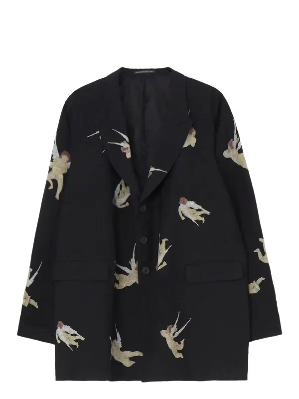Yohji Yamamoto Angel Pattern Double Front Jacket - Black