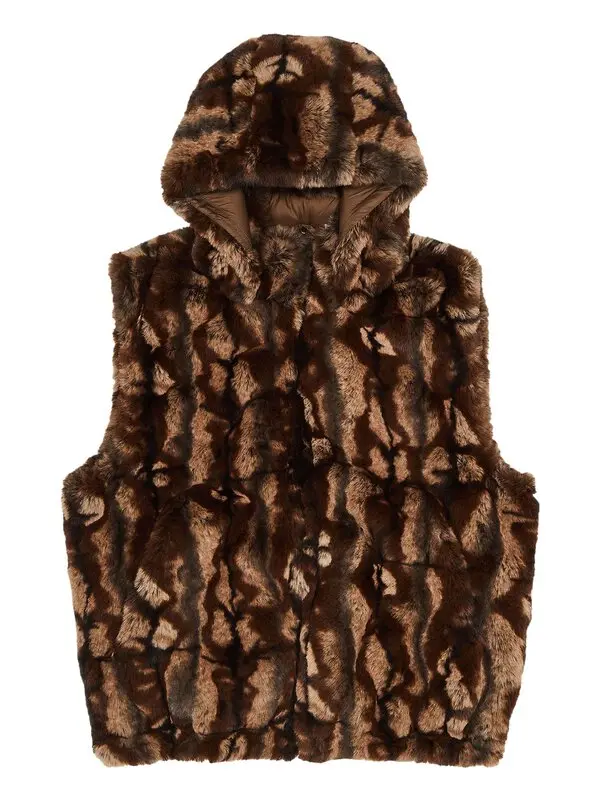 Supreme Faux Fur Hooded Vest - Brown