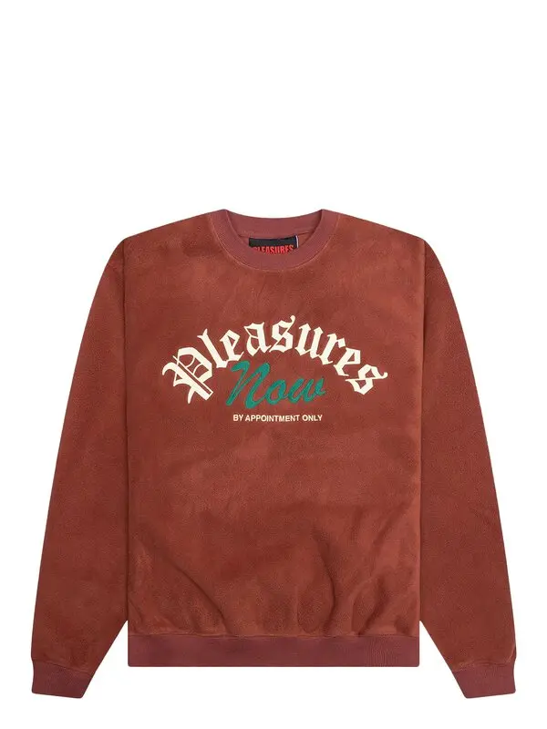 PLEASURES Appointment Fleece Crewneck - Brown