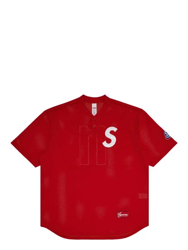 Supreme Logo Baseball Henley - Red