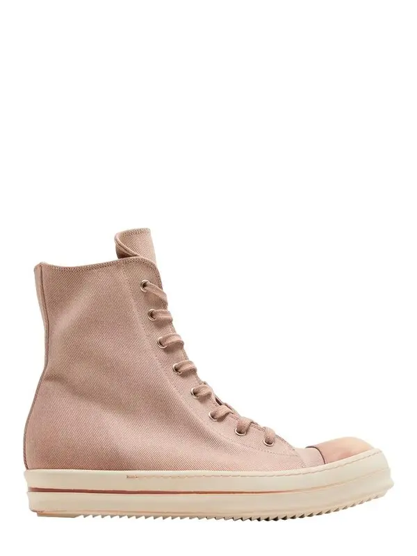 Rick Owens Edfu Cotton Denim High Top Sneakers - Pink