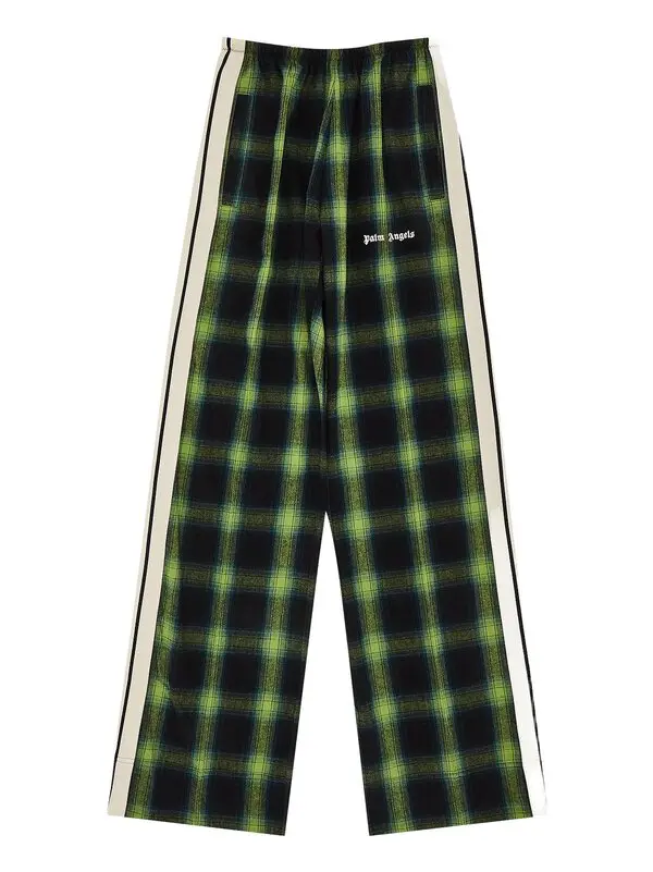 Palm Angels Classic Logo Check Loose Pants - Green
