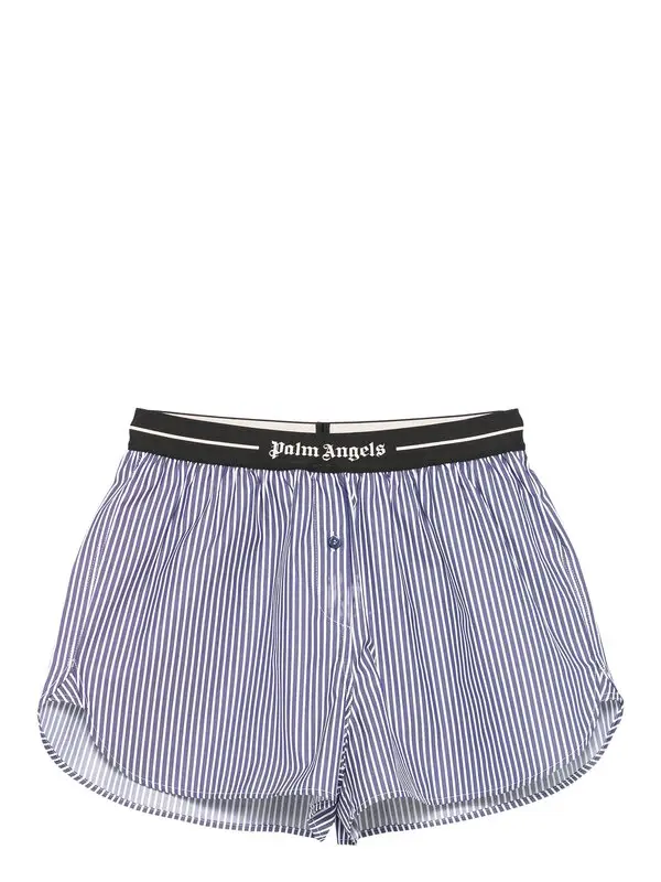 Palm Angels Classic Logo Striped Shorts - Blue
