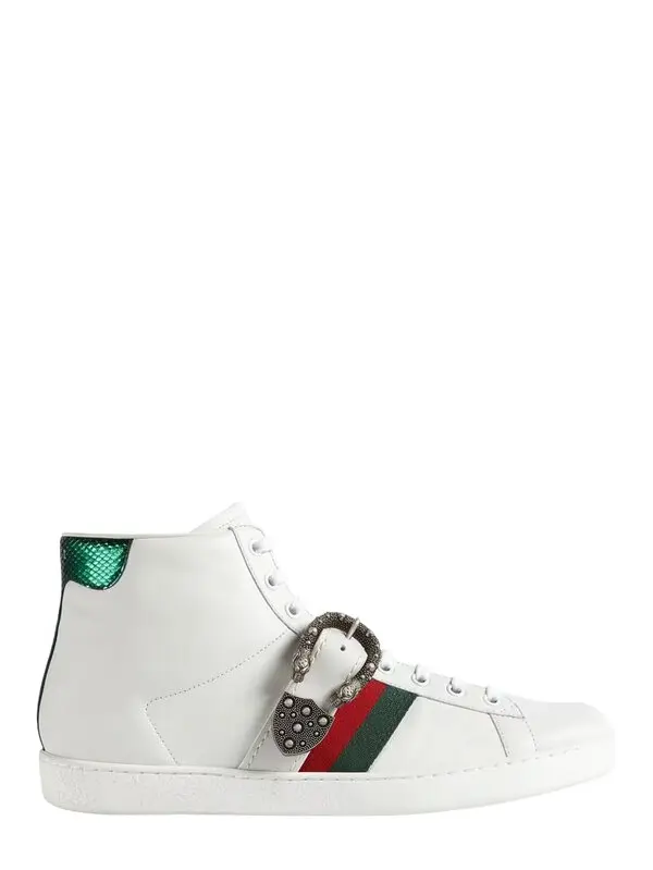 Gucci Ace High 'dionysus Buckle' Sneakers - White