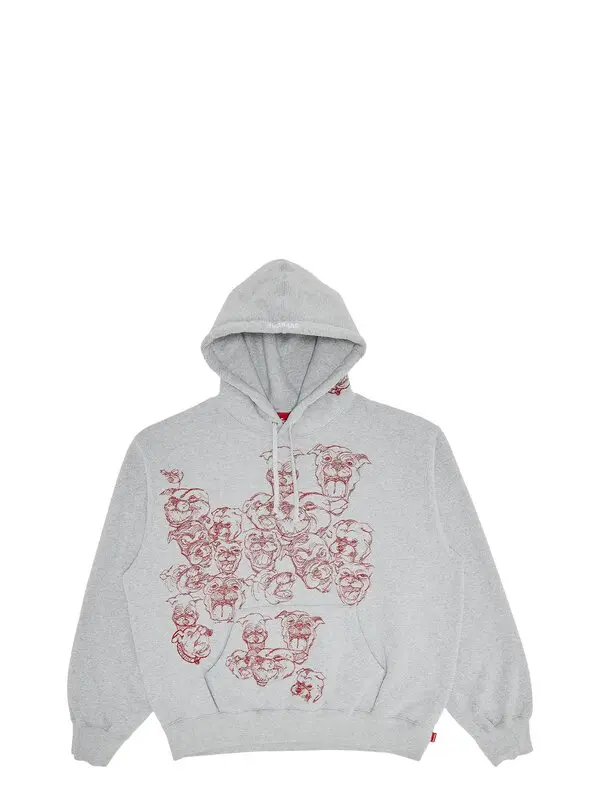 Supreme Pitbulls Embroidered Hooded Sweatshirt - Grey