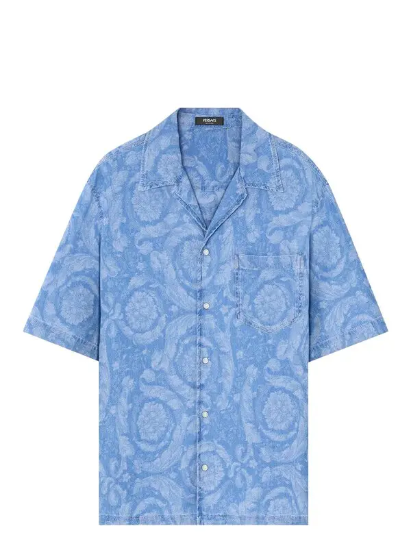 Versace All Over Denim Shirt - Blue