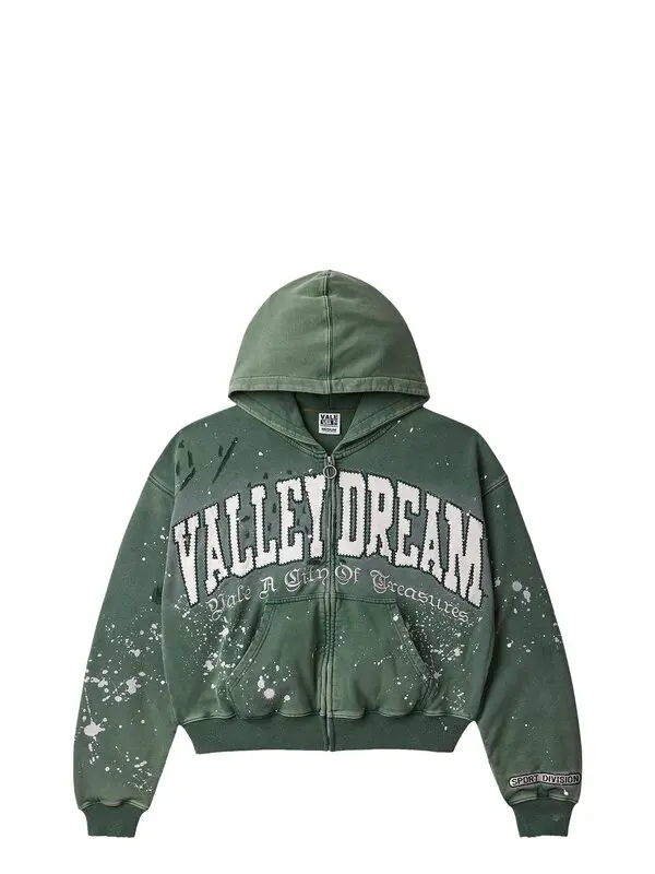 VALE FOREVER Paint Zip Up Hoodie - Green