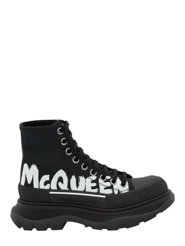 Alexander McQueen Tread Slick Boot With Graffiti Logo - Black
