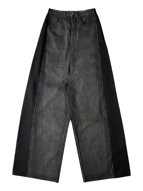 MAISON MARGIELA Mixed Fabric Wide Leg Jeans - Grey