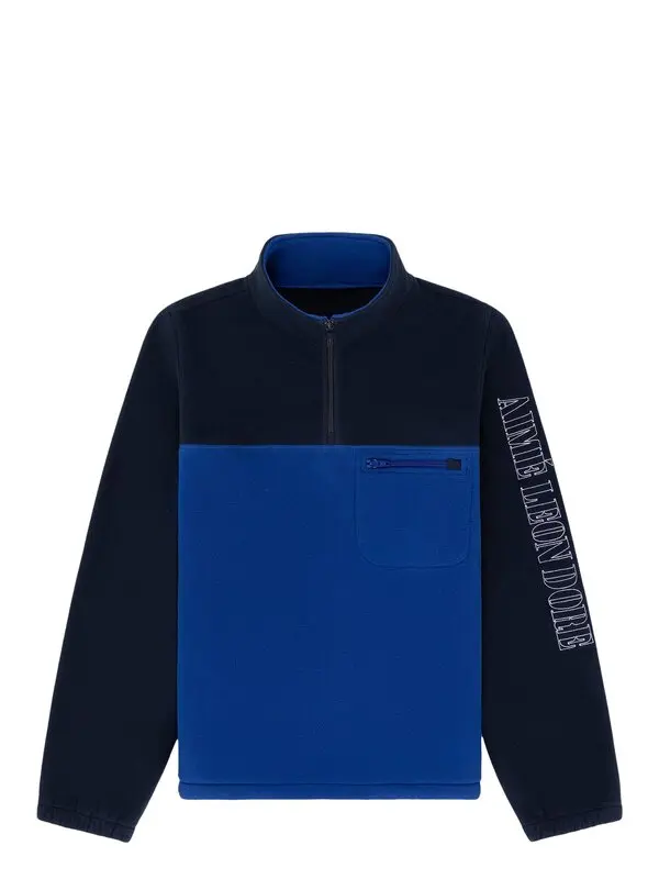Aimé Leon Dore Colorblock Quarter Zip Fleece Pullover - Blue