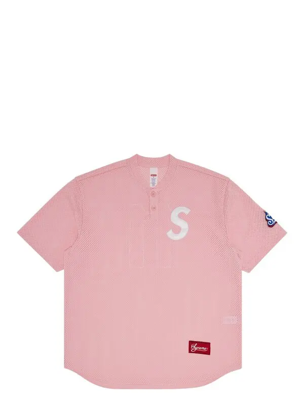 Supreme Logo Baseball Henley - Pink