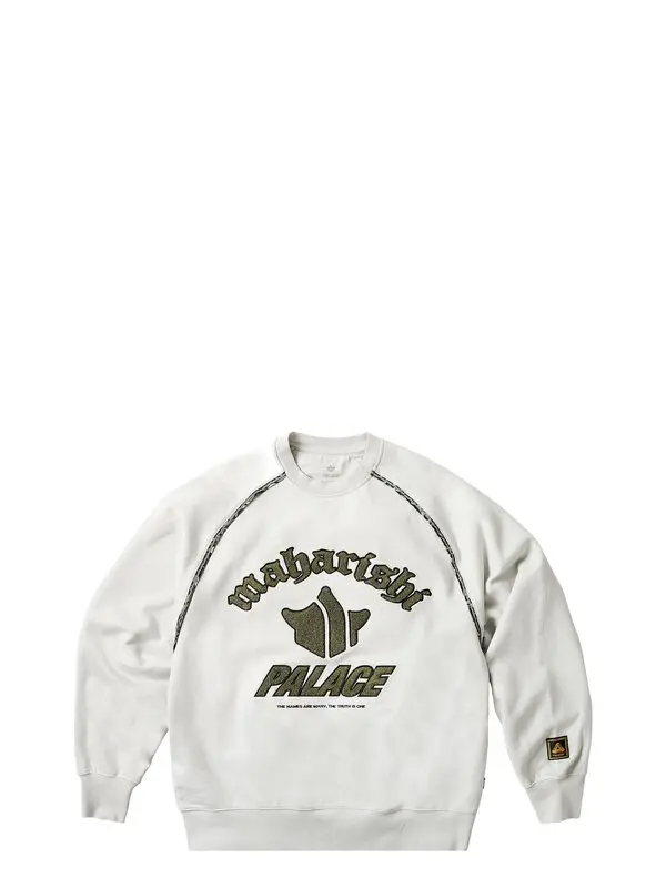 PALACE X Maharishi Temple Script Crew - White
