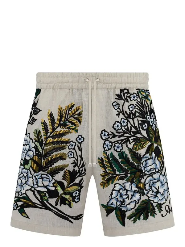 Amiri Floral Embroidered Shorts - White
