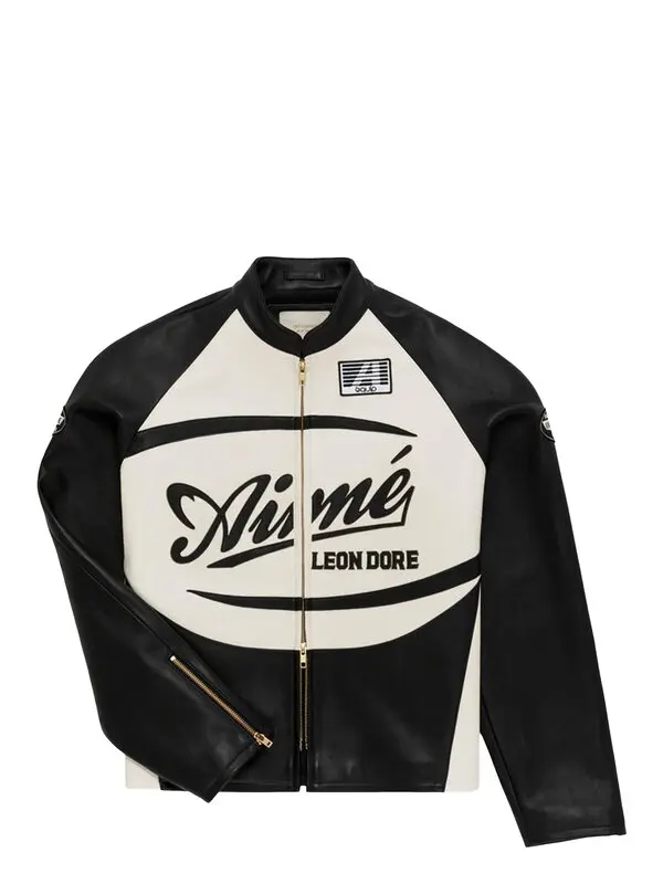 Aimé Leon Dore Leather Café Racer Jacket - Black