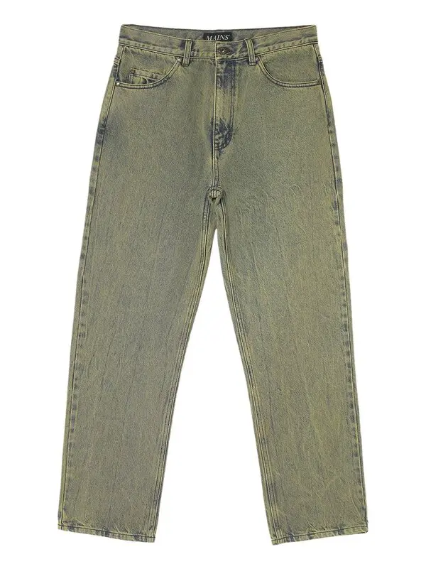 MAINS Washed Denim Jeans - Green