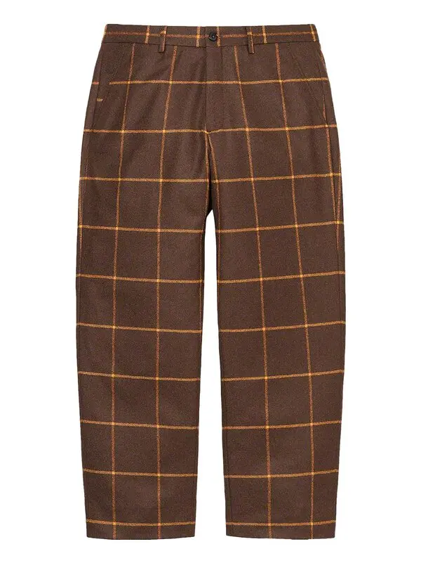 Supreme Windowpane Wool Trousers - Brown