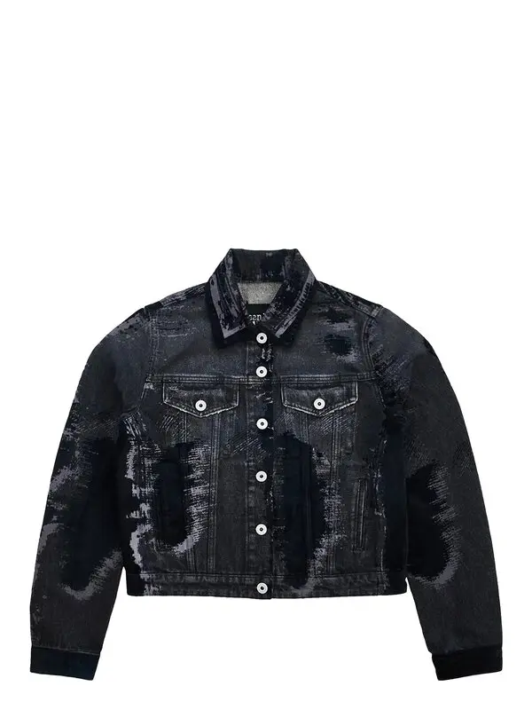 Jean Paul Gaultier Flocked Denim Jacket - Black