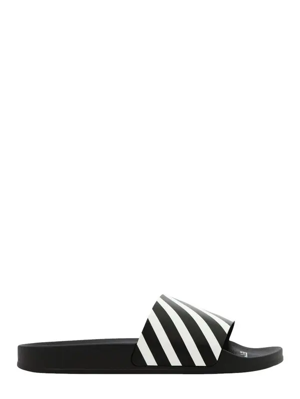 Off-White Diagonal Sliders - Black
