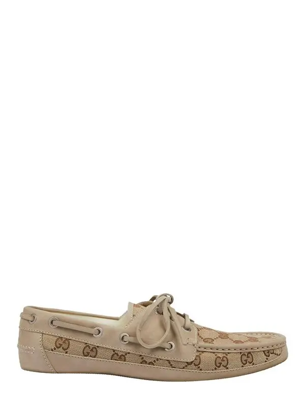 Gucci Gg Canvas Lace Up Loafer - Brown