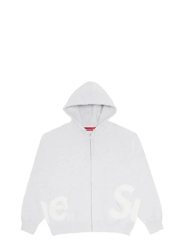 Supreme Big Logo Zip Up Hooded Sweatshirt - Grey
