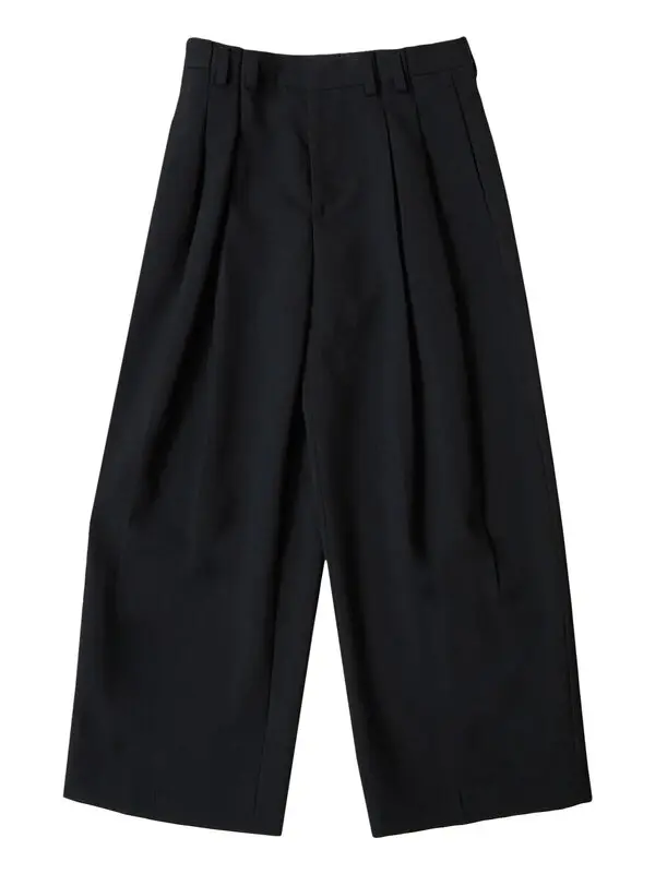 JIL SANDER Wool Wide Leg Trousers - Black