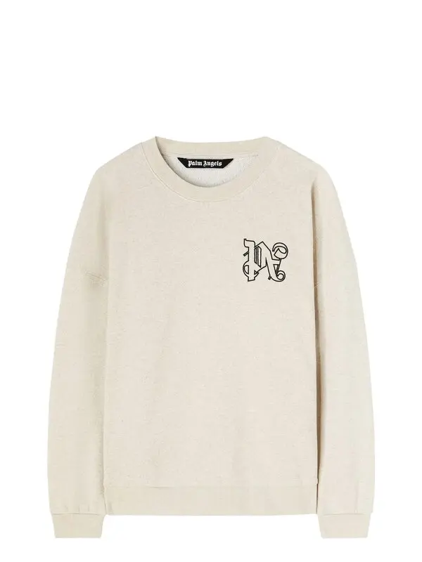 Palm Angels Monogram Linen Crewneck - Tan